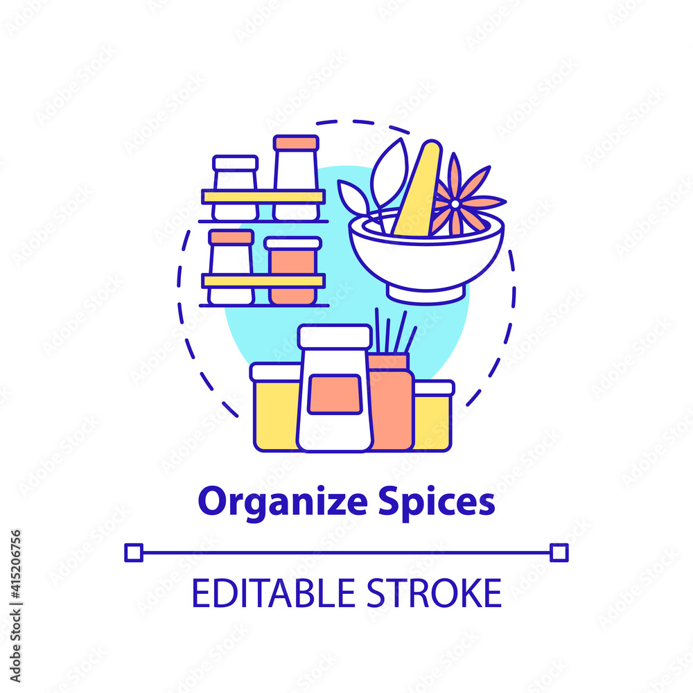 Organize spices concept icon. Place alphabetically and categorize by ...