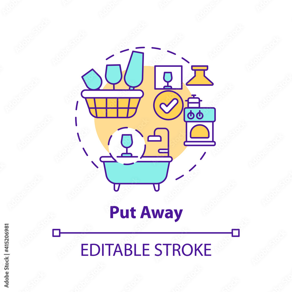 Put away concept icon. Using container for items idea thin line ...