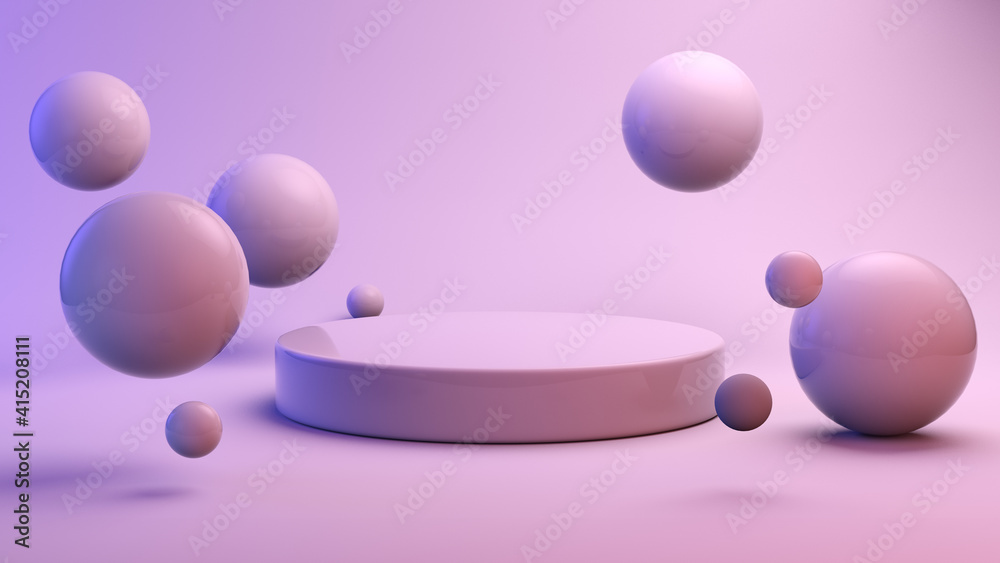 Floating spheres with platform Stock Illustration | Adobe Stock