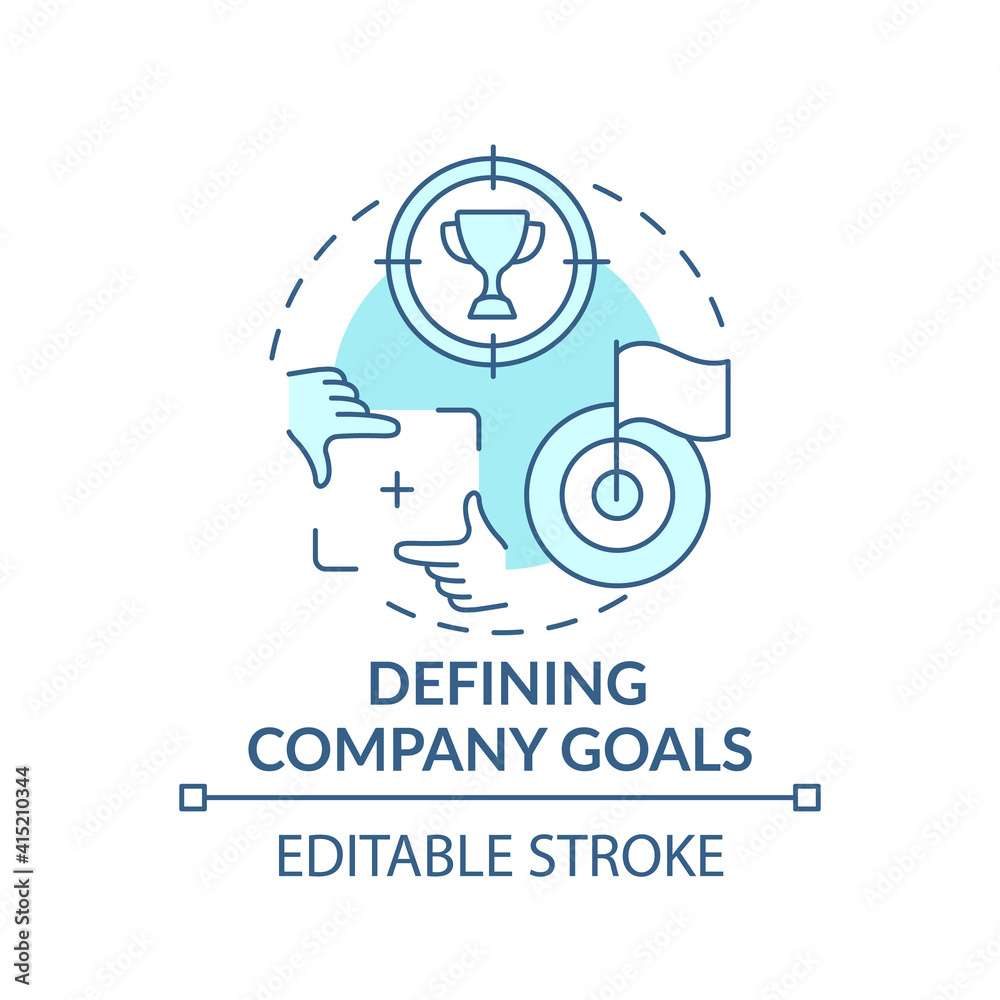 Defining company goals concept icon. Top management tasks. Set company ...