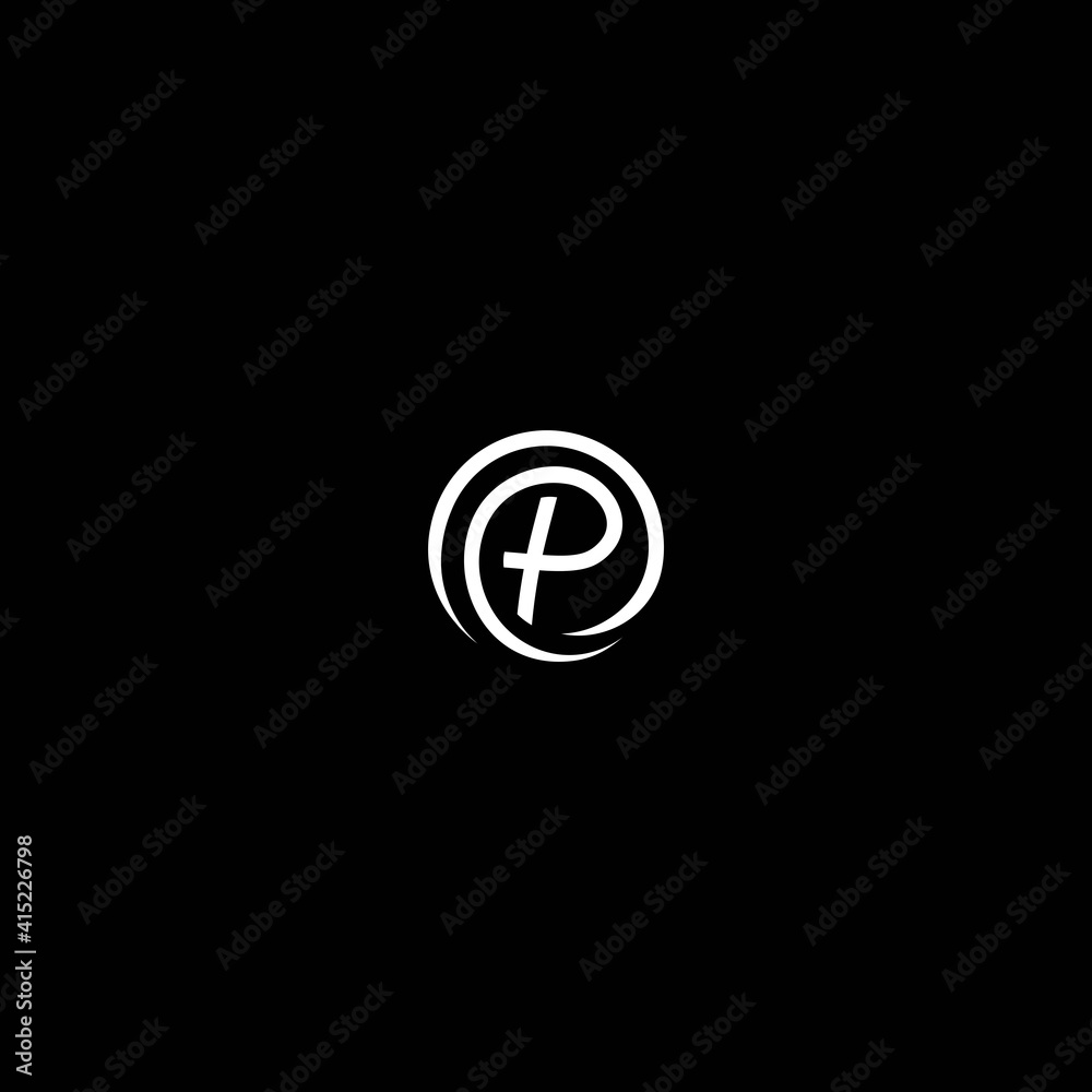 Letter P loop spiral .logo P shape circle. initial P inside circle ...