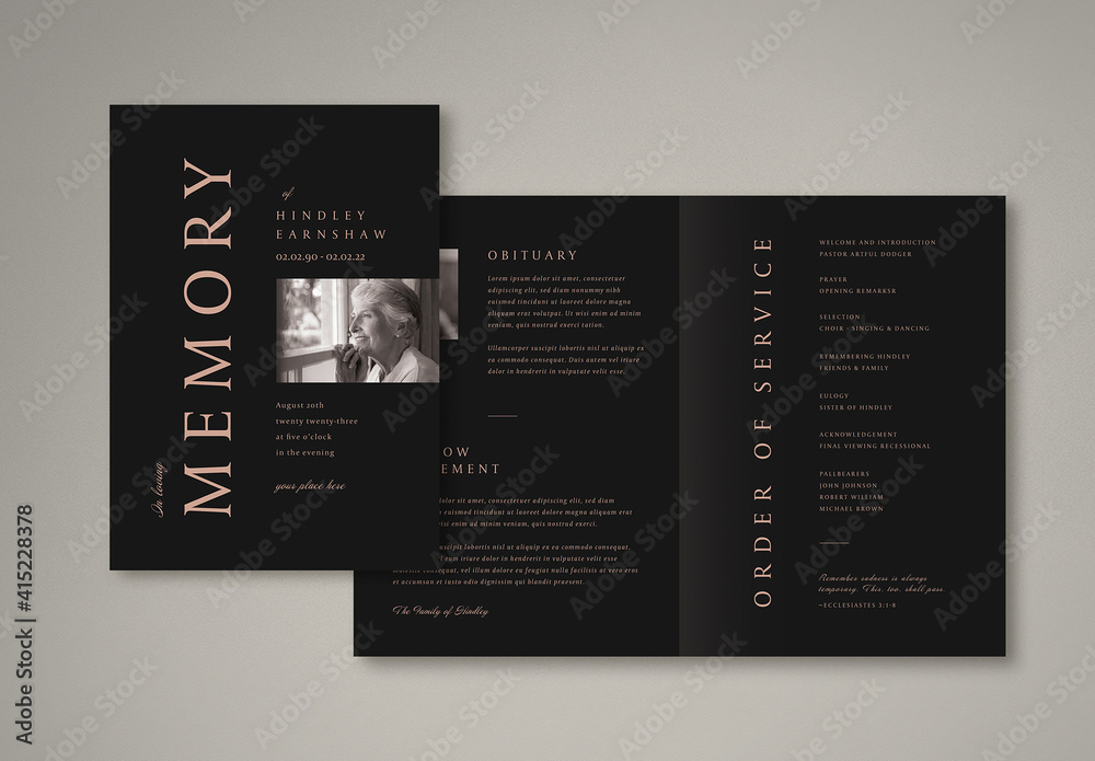 Funeral Program Layout Stock Template | Adobe Stock