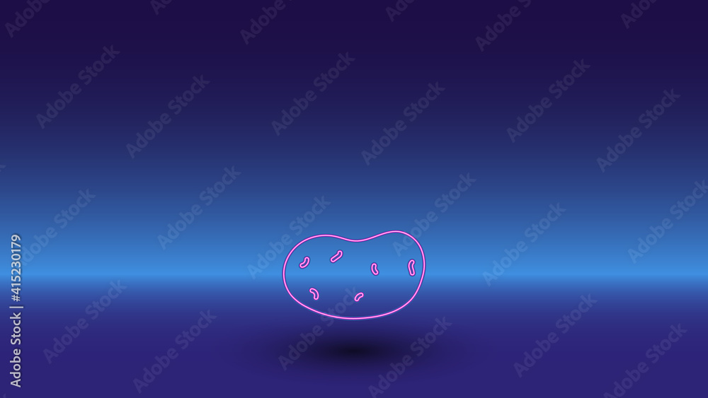 Neon potatoes symbol on a gradient blue background. The isolated symbol ...
