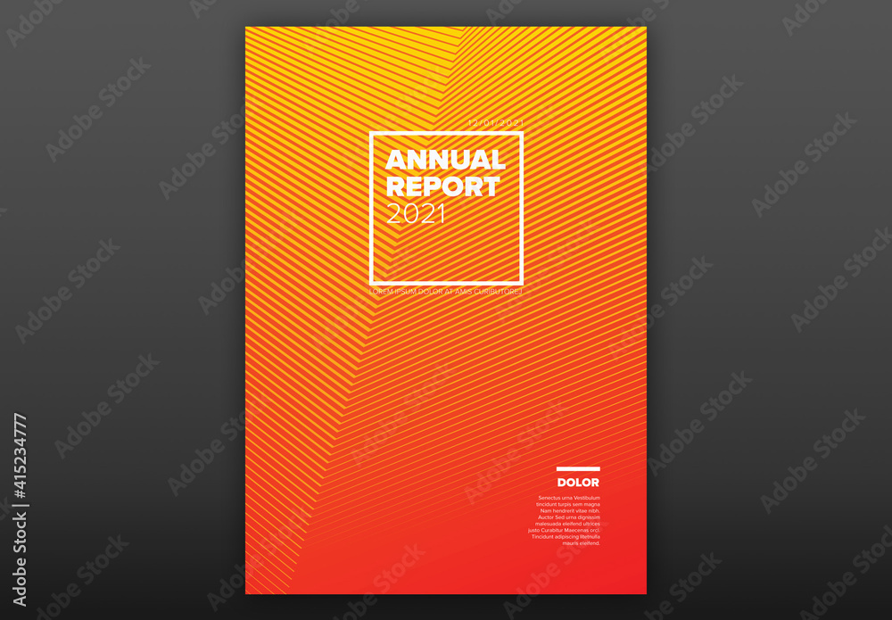 Orange Annual Report Front Cover Page Layout Stock Template | Adobe Stock