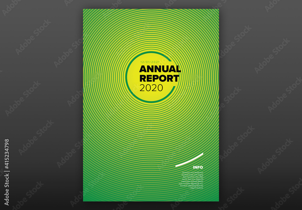 Green Annual Report Front Cover Page Layout Stock Template | Adobe Stock