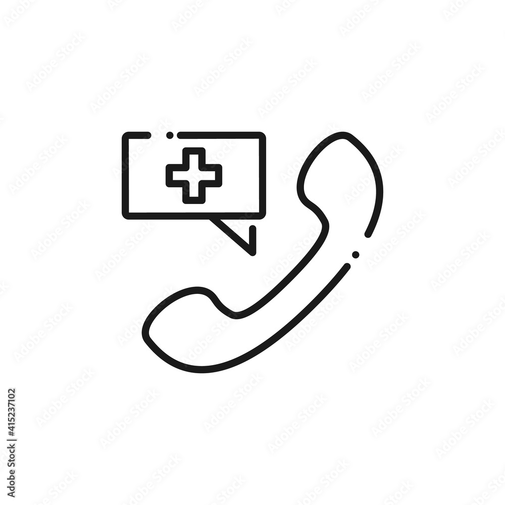 Emergency call icon. Medical support, ambulance service contact symbol ...