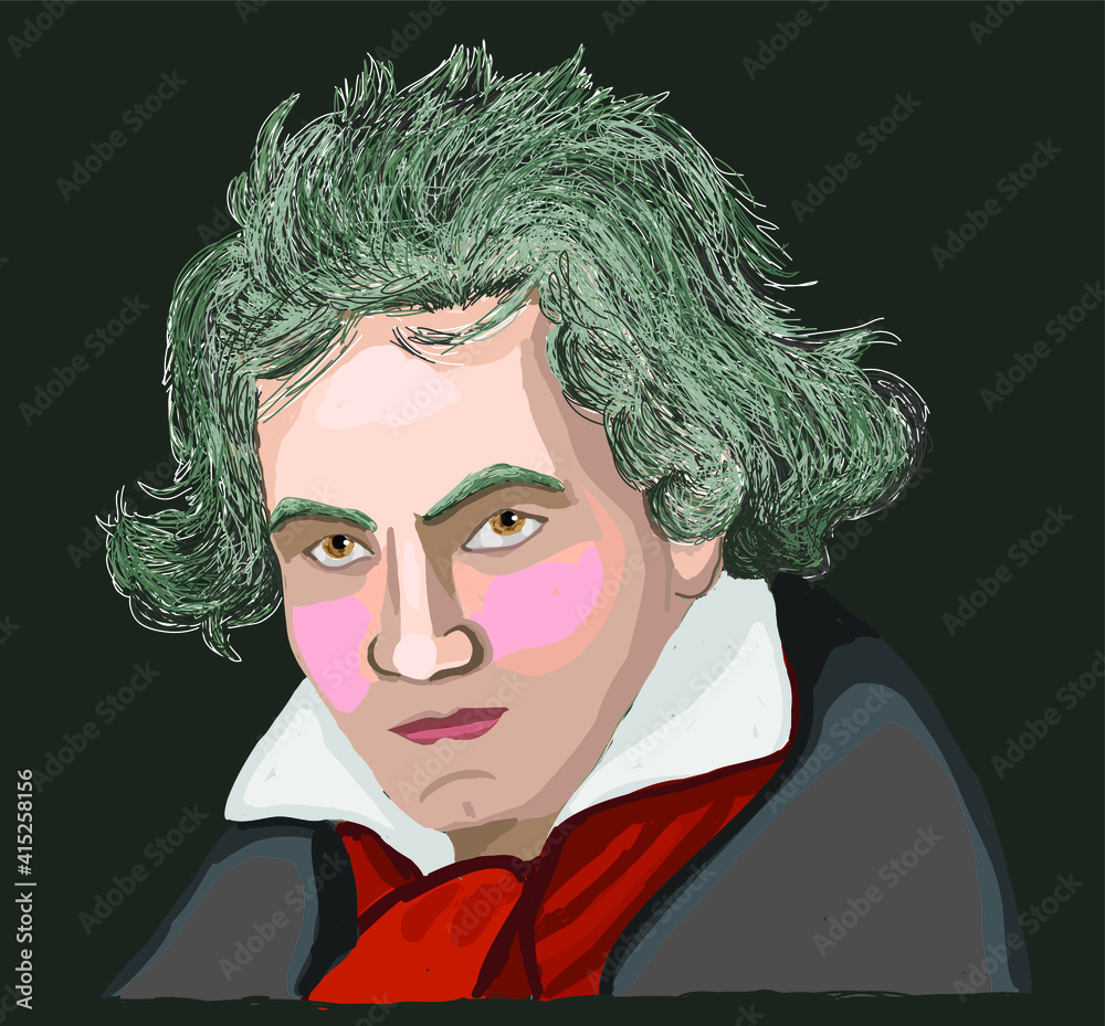 Ludwig van Beethoven vector sketch portrait famous Stock Vector | Adobe ...