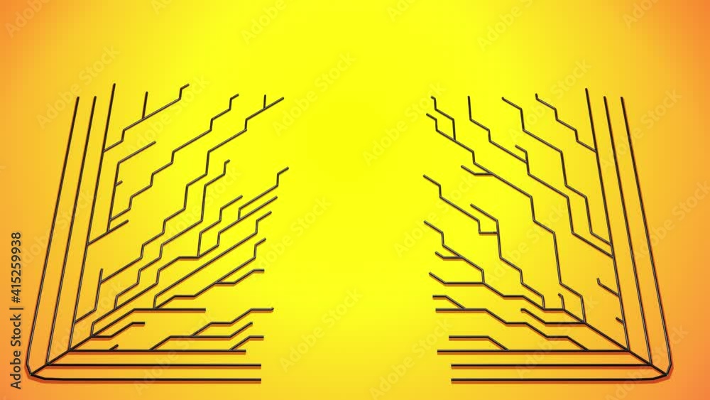 4k abstract black wireframe on orange bg. Building solution by ai or ...