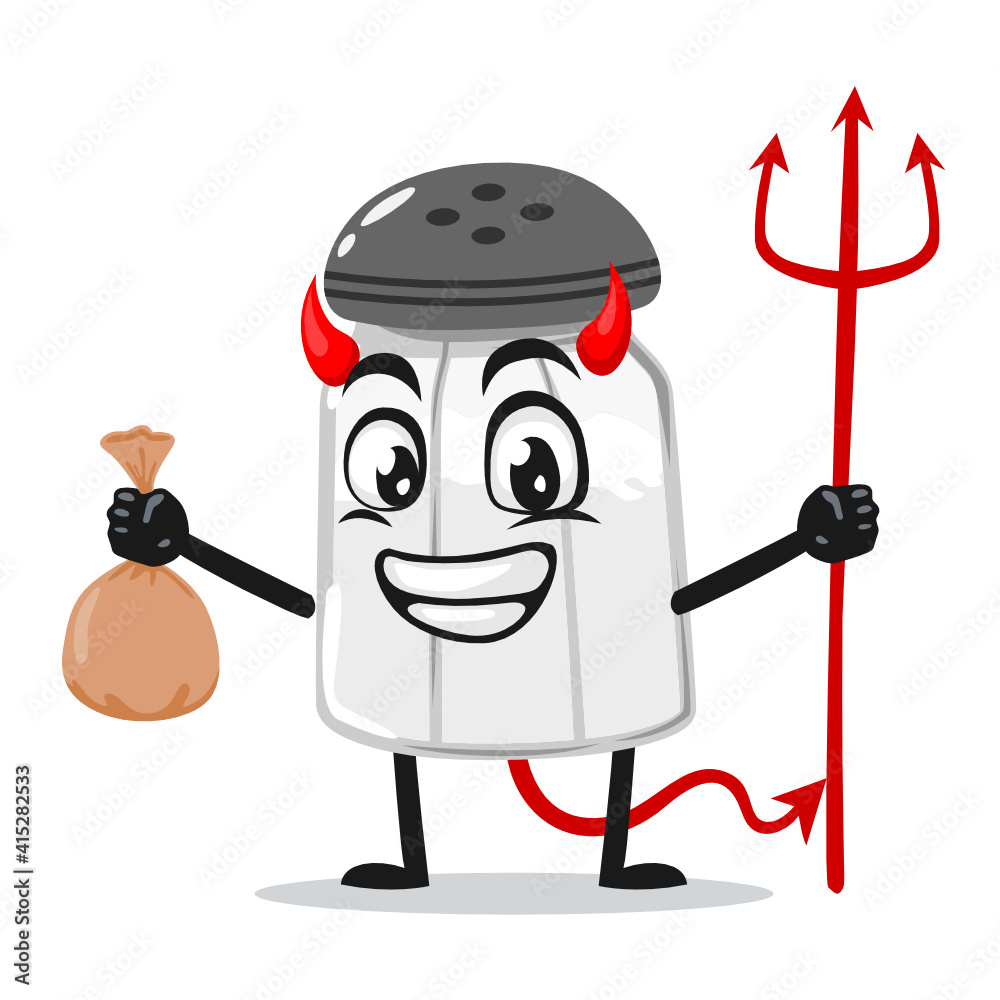 vector illustration of salt shaker mascot or character Wearing devil ...