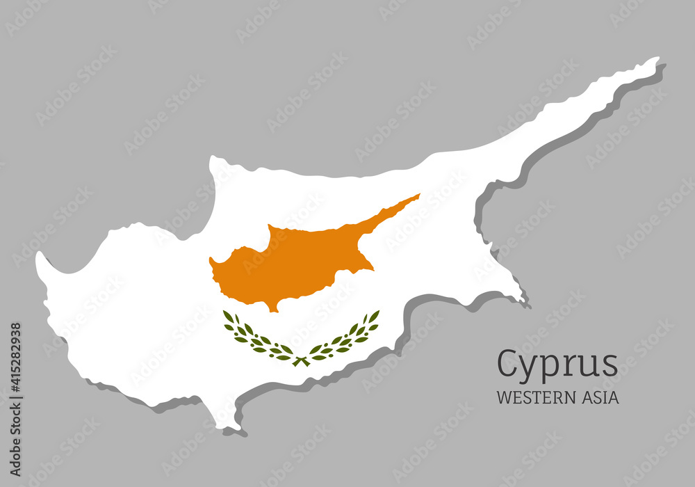 Map of Cyprus with national flag. Highly detailed editable map of ...