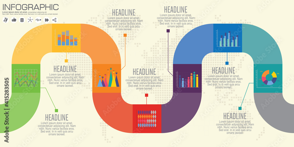 Modern business horizontal timeline process chart infographics template ...