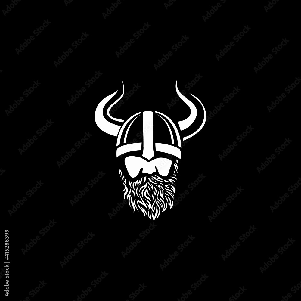 Viking logo Design Elements For Heraldic Logo. Warrior Head In a Viking ...