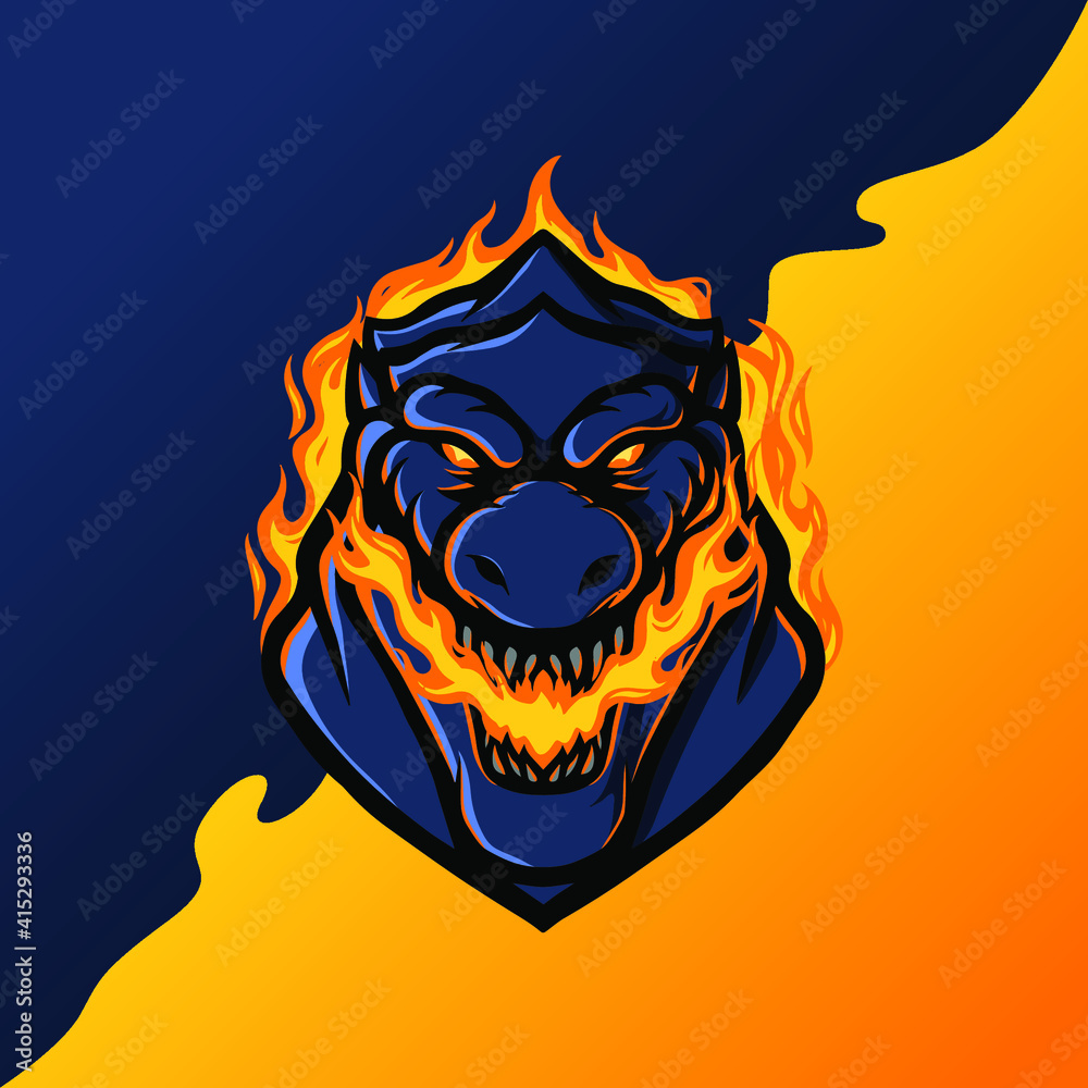 Godzilla Head Illustration Stock Vector | Adobe Stock