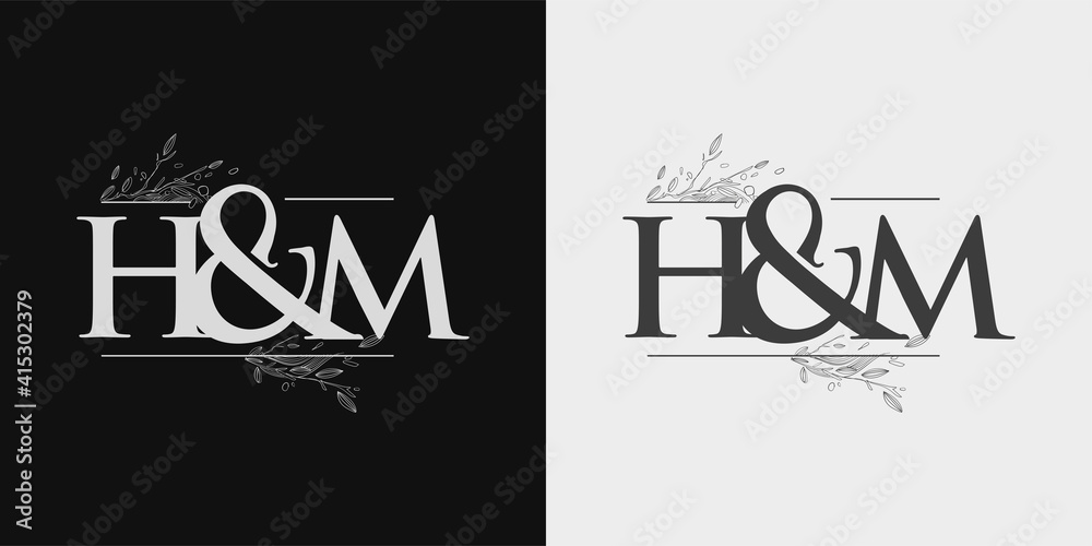 HM Initial logo, Ampersand initial Logo with Hand Draw Floral, Initial ...