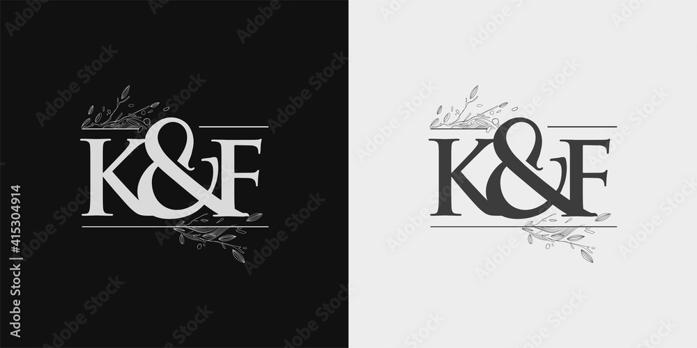 KF Initial logo, Ampersand initial Logo with Hand Draw Floral, Initial ...