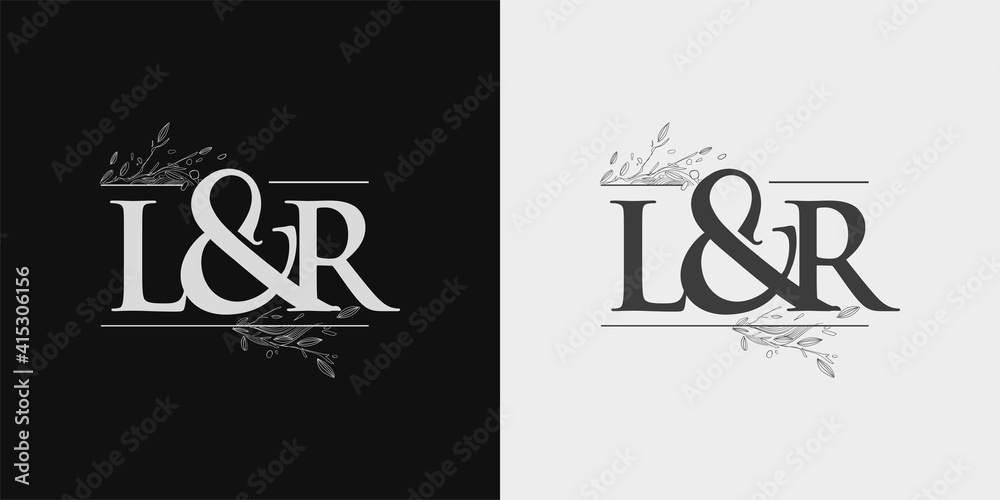 LR Initial logo, Ampersand initial Logo with Hand Draw Floral, Initial ...