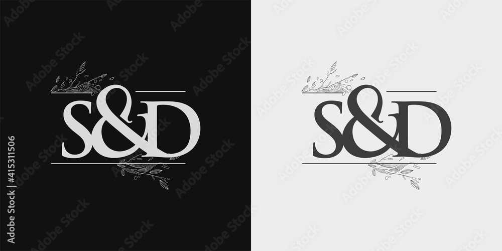 SD Initial logo, Ampersand initial Logo with Hand Draw Floral, Initial ...
