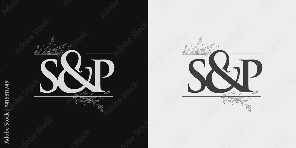 SP Initial logo, Ampersand initial Logo with Hand Draw Floral, Initial ...