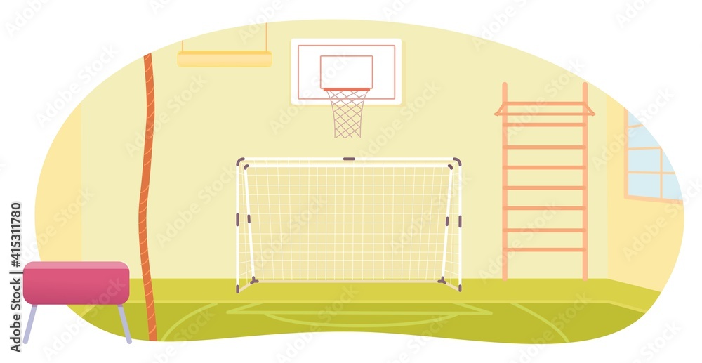 Gym for physical education lessons at school background. Room for PE ...