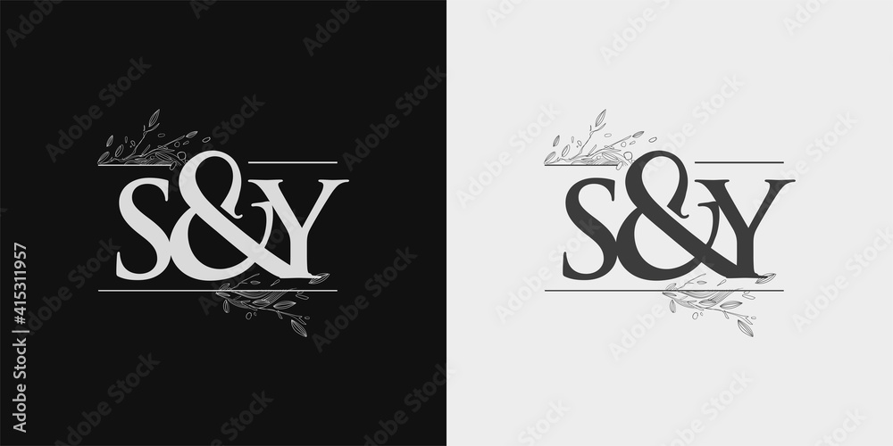 SY Initial logo, Ampersand initial Logo with Hand Draw Floral, Initial ...