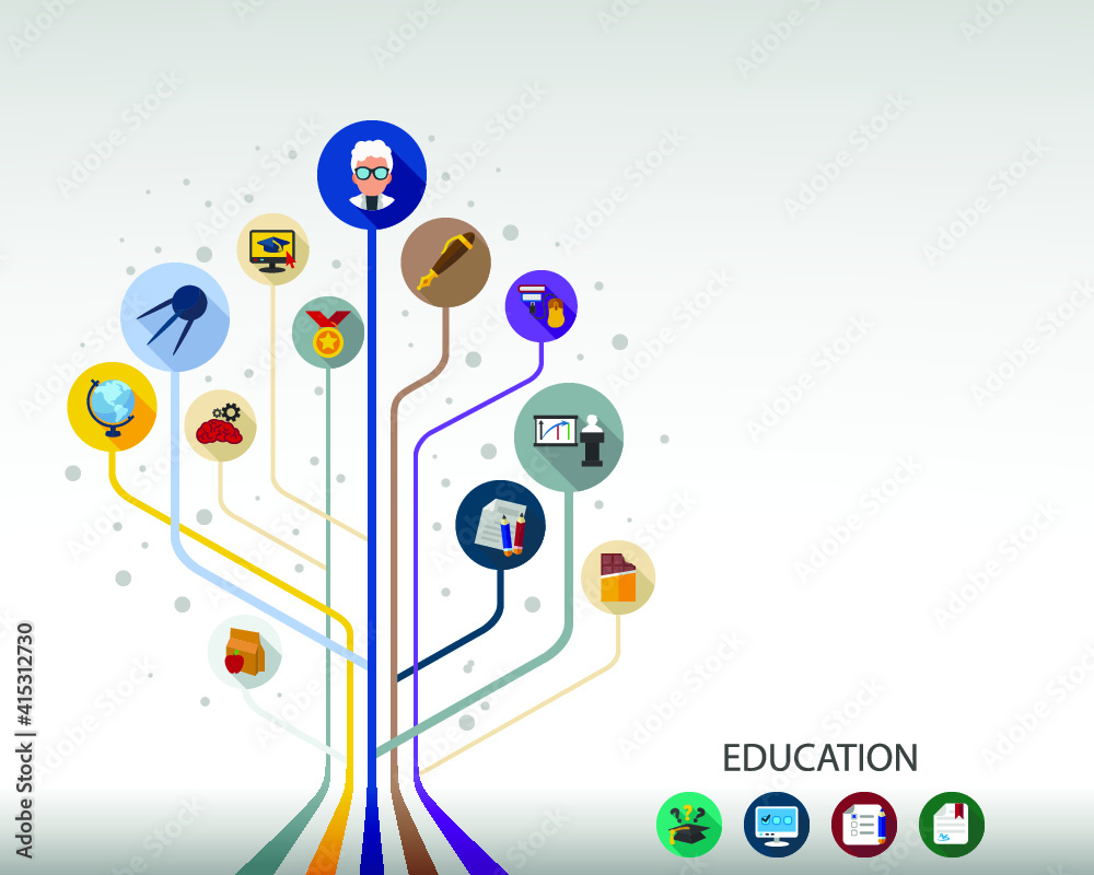 Education flat icon concept. Vector illustration. Element template for ...
