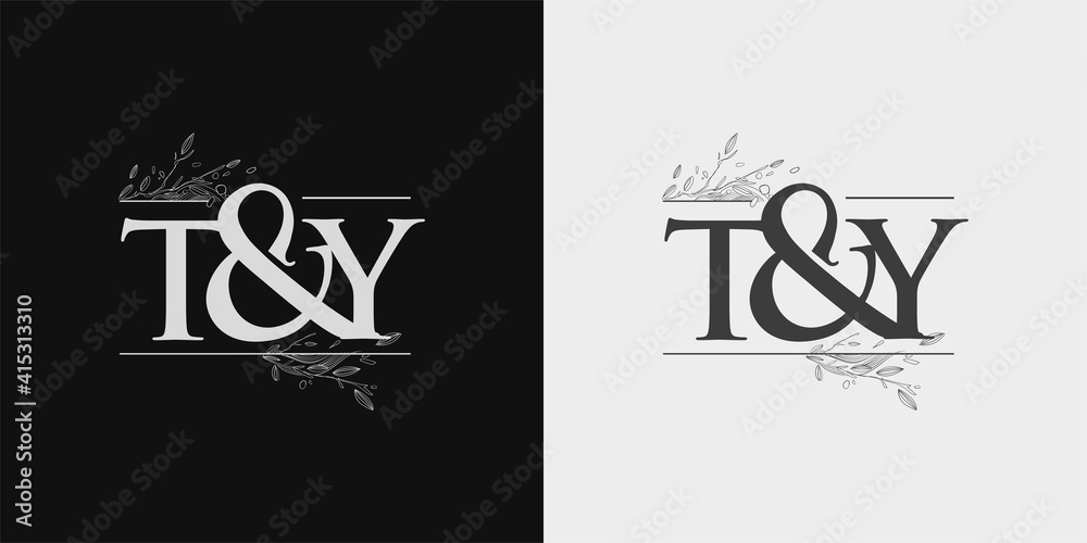 TY Initial logo, Ampersand initial Logo with Hand Draw Floral, Initial ...