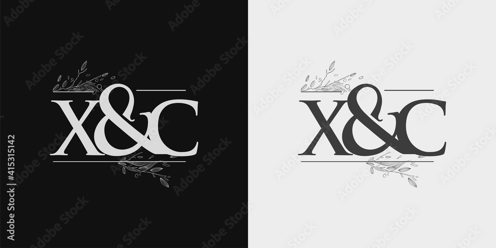 XC Initial logo, Ampersand initial Logo with Hand Draw Floral, Initial ...