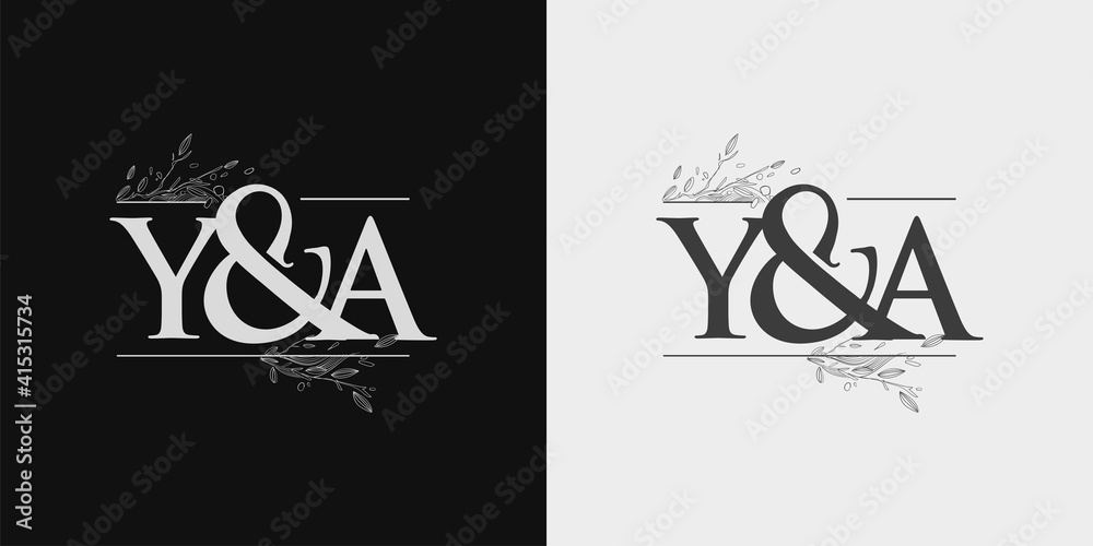 YA Initial logo, Ampersand initial Logo with Hand Draw Floral, Initial ...