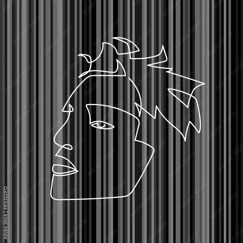 Continuous line abstract face. Contemporary minimalist portrait. Hand ...