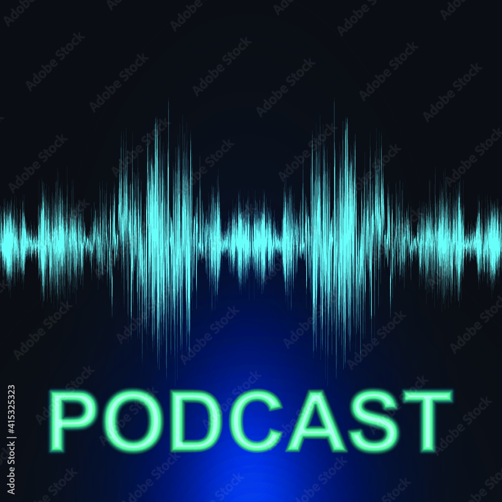 Podcast or recording studio background. Digital low poly wireframe of ...