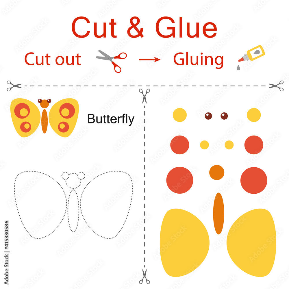 Cut and glue is the paper game for the development of preschool ...