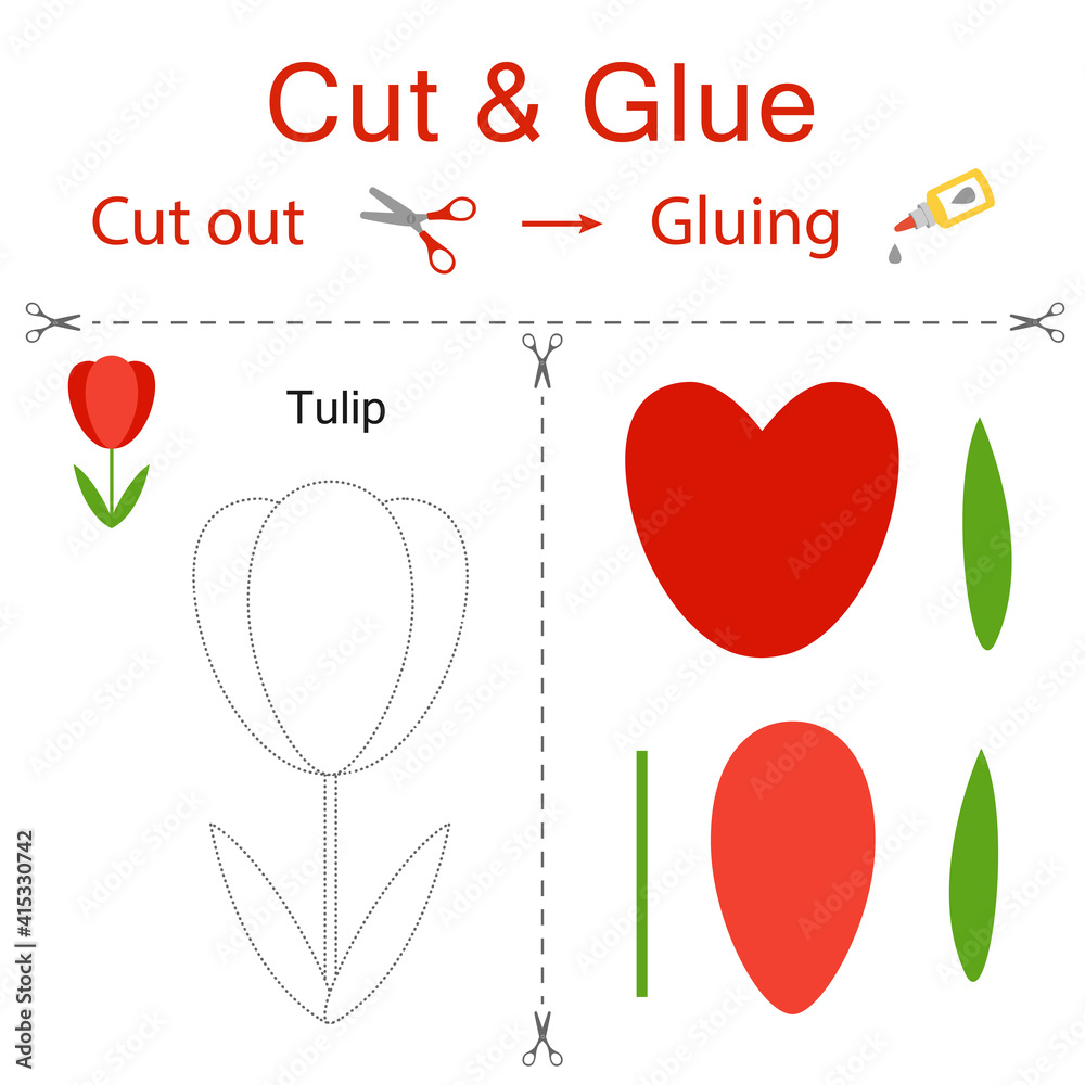 Cut and glue is the paper game for the development of preschool ...