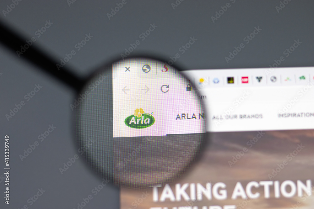 New York, USA - 15 February 2021: Arla Foods website in browser with ...