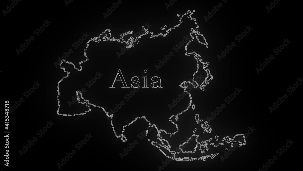 Map of Asia, Asia outline, Animated close up map of Asia Stock Video ...