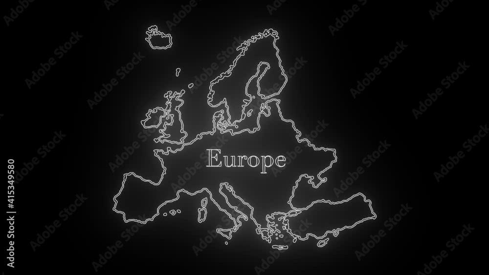 Map of Europe, Europe outline, Animated close up map of Europe Stock ...