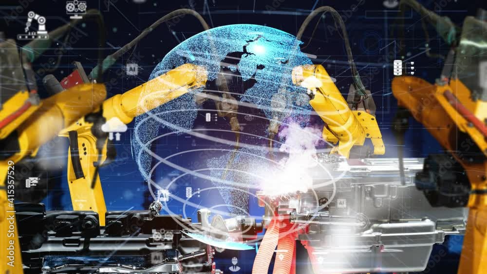 Smart industry robot arms modernization for digital factory technology ...