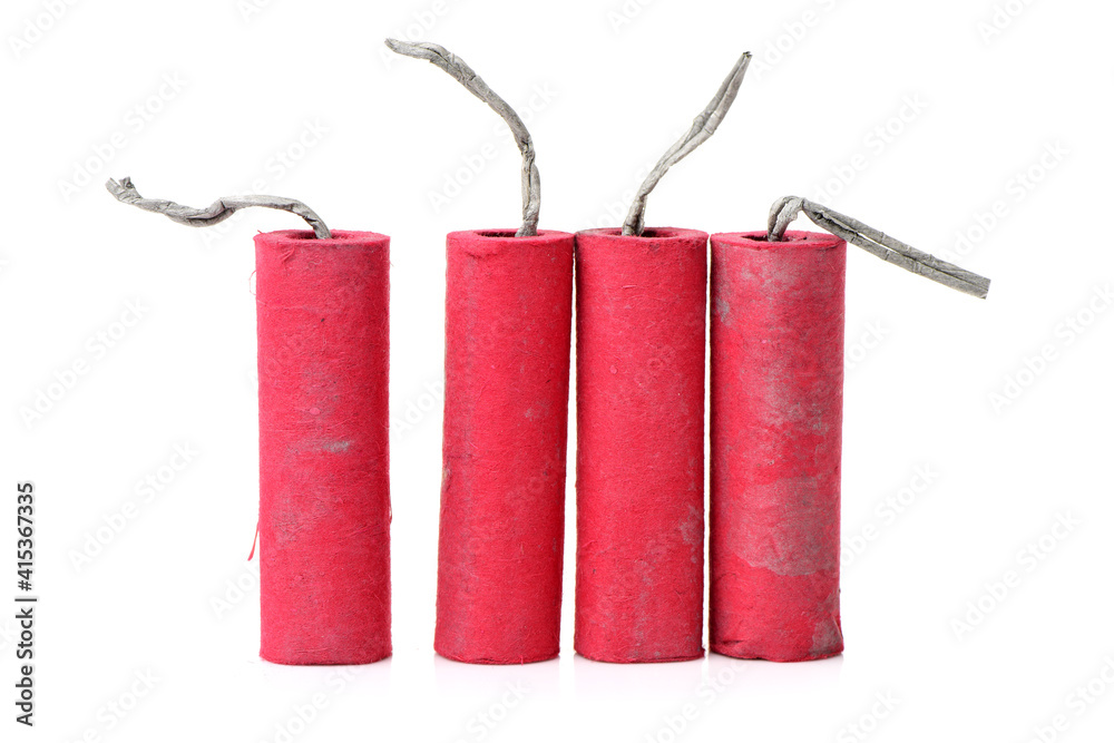 Red Firecrackers on white background Stock Photo | Adobe Stock