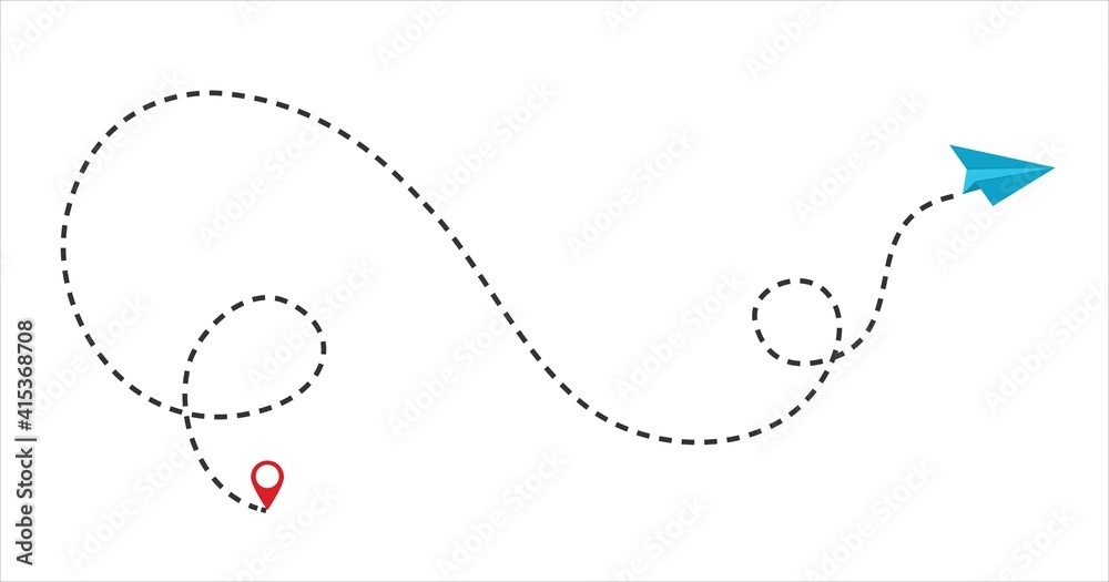 Paper plane route online education concept. illustration Stock ...