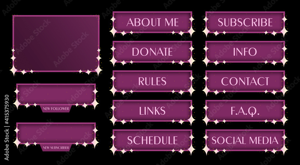 Twitch Cute Stars Panels . Badges Cute Kawaii panels for streaming ...