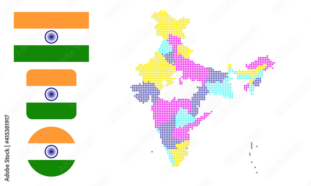 India map. and flag. flat icon symbol vector illustration Stock Vector ...