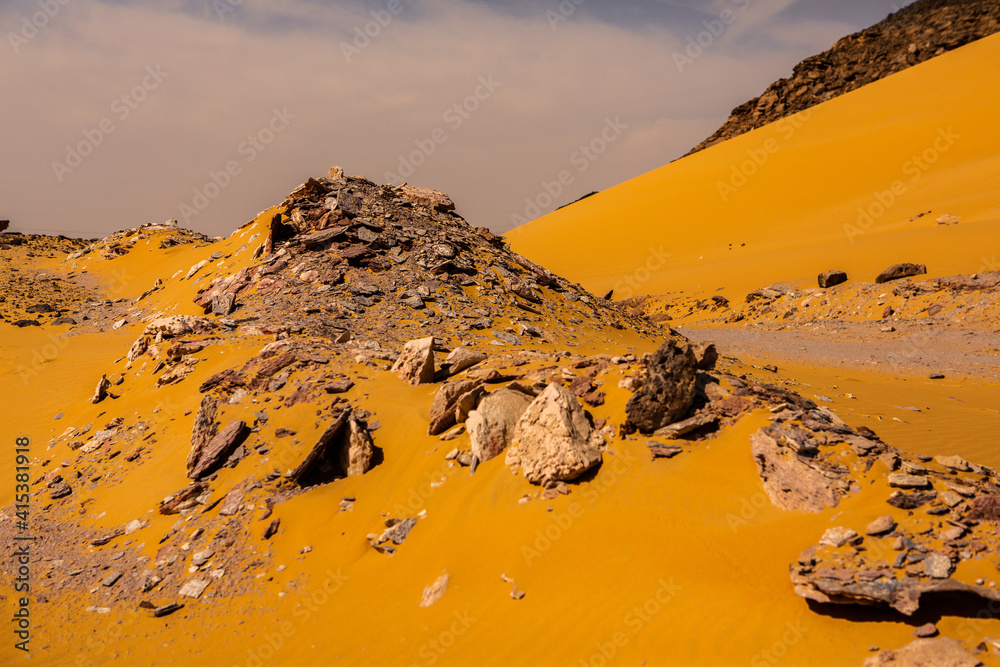 Beautiful landscape of sand dunes in Egypt. Sahara Desert. Background ...