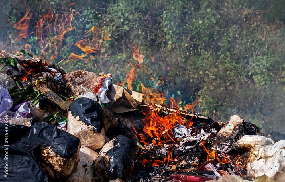fire burn garbage waste plastic, smoke polluted of waste plastic ... fire burn garbage waste plastic, smoke polluted of waste plastic ...