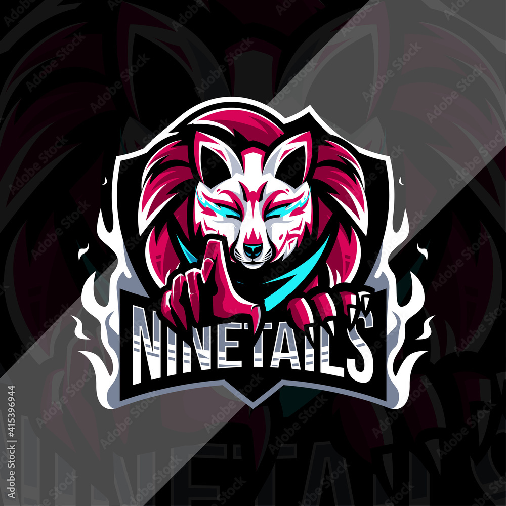Ninetails mascot logo esport template design Stock Vector | Adobe Stock