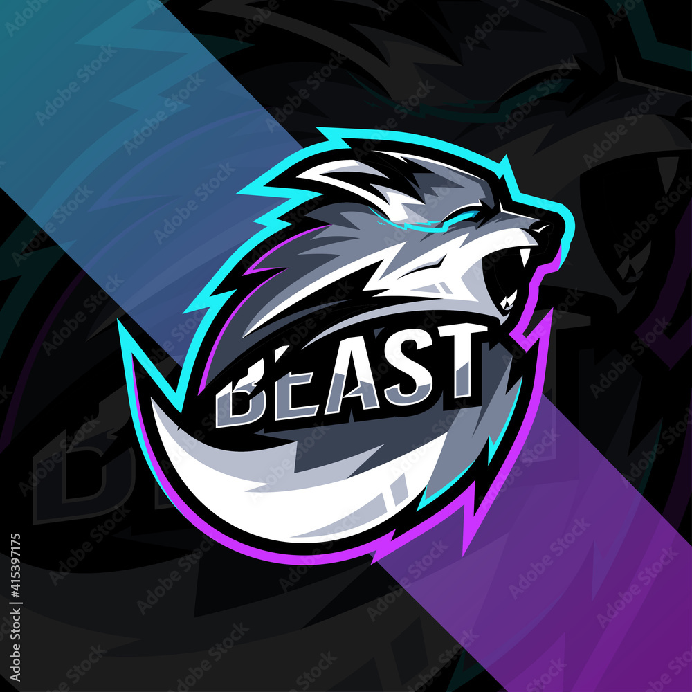 Beast mascot logo esport template design Stock Vector | Adobe Stock