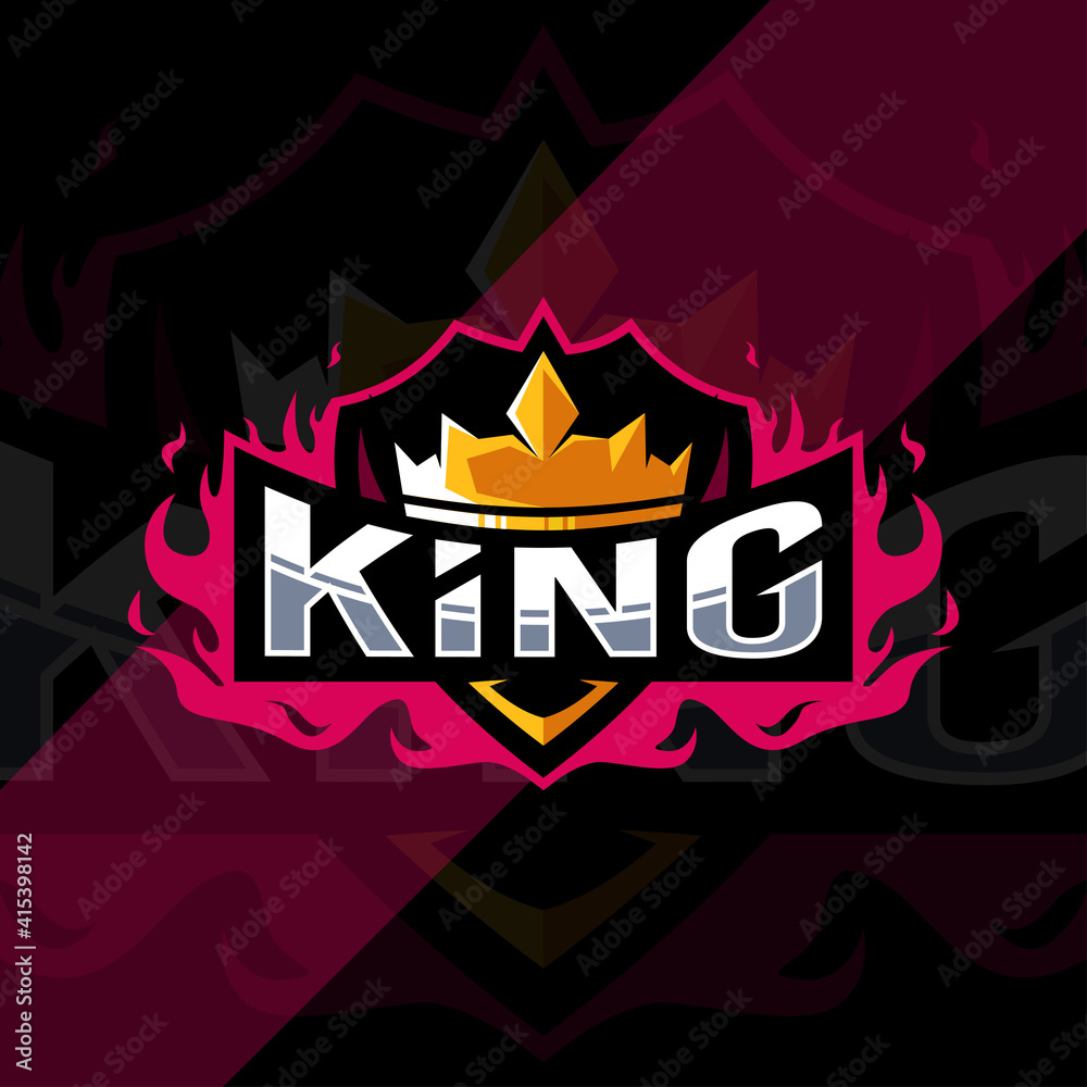 The crown king mascot logo esport design template Stock Vector | Adobe ...