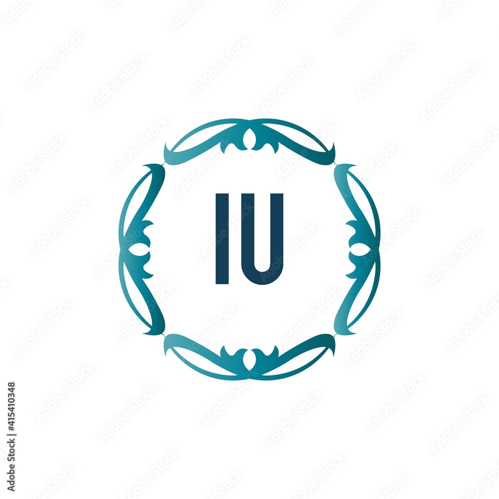 Initial Letter Elegance IU Logo Design Template. Creative Blue and ...