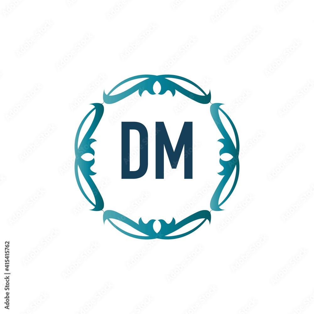 Initial Letter Elegance dm Logo Design Template. Creative Blue and ...