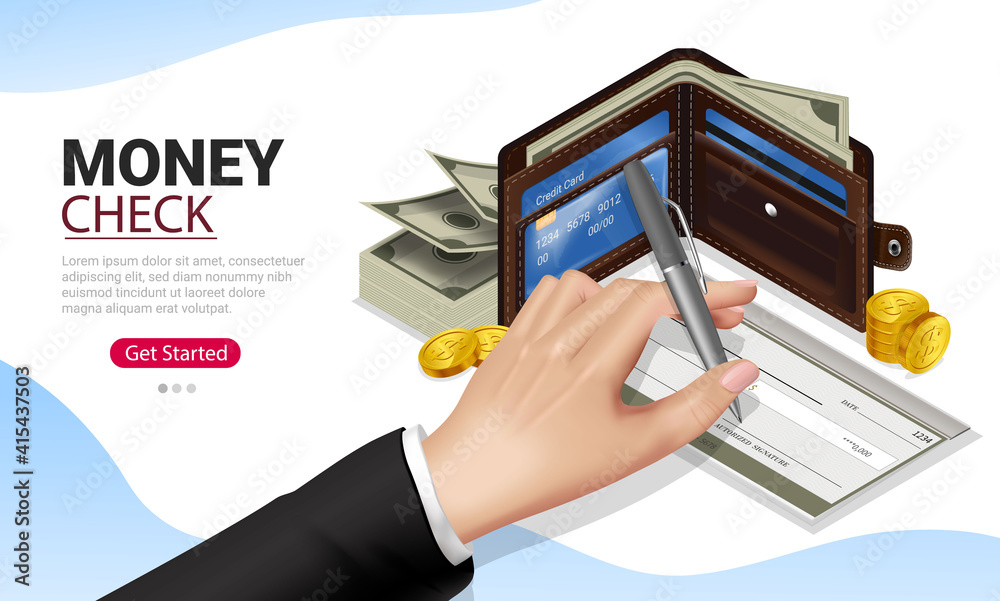 Characters with Pay Check.Man with Ink Pen for Signing.Money Prize ...