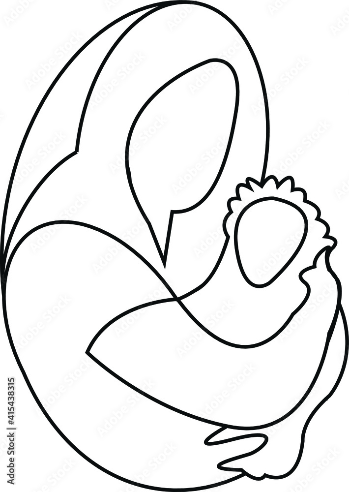 Stylized vector illustration of young girl holding newborn baby Stock ...