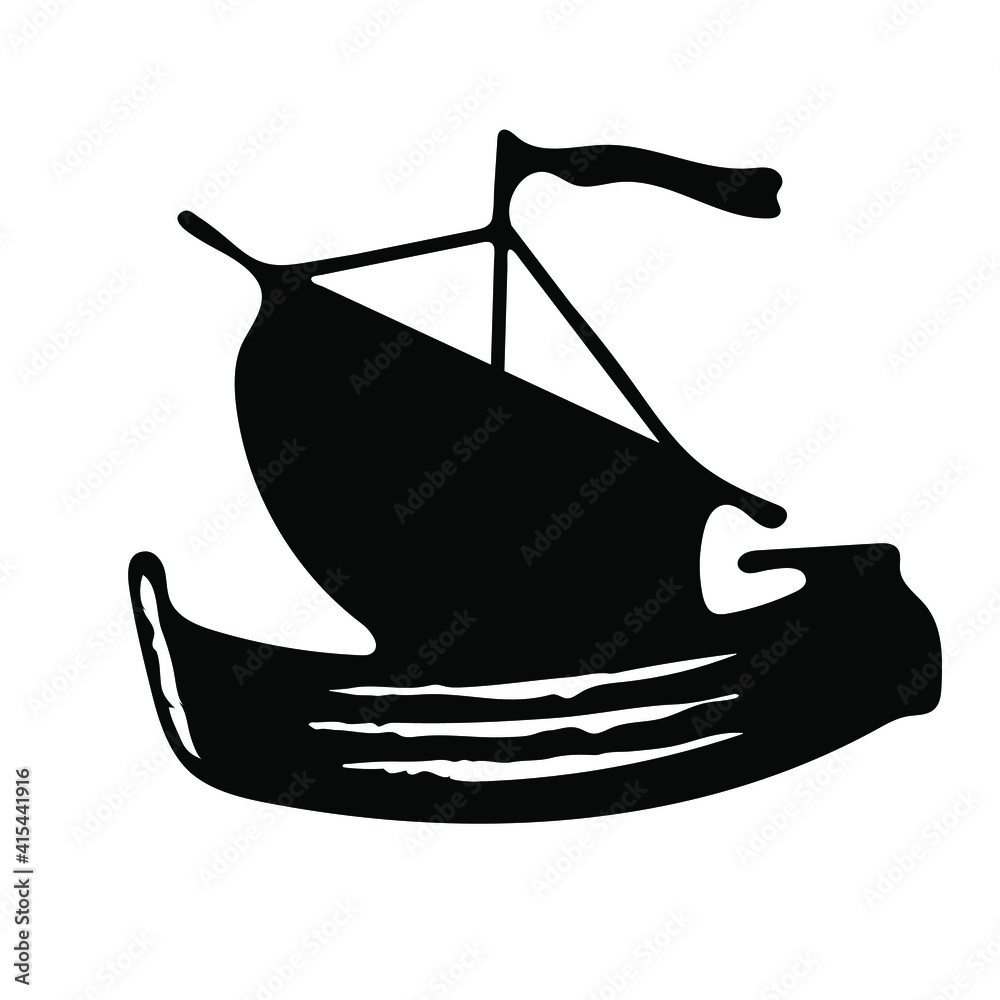 Mariner logo, black and white outline or maritime activities symbol ...